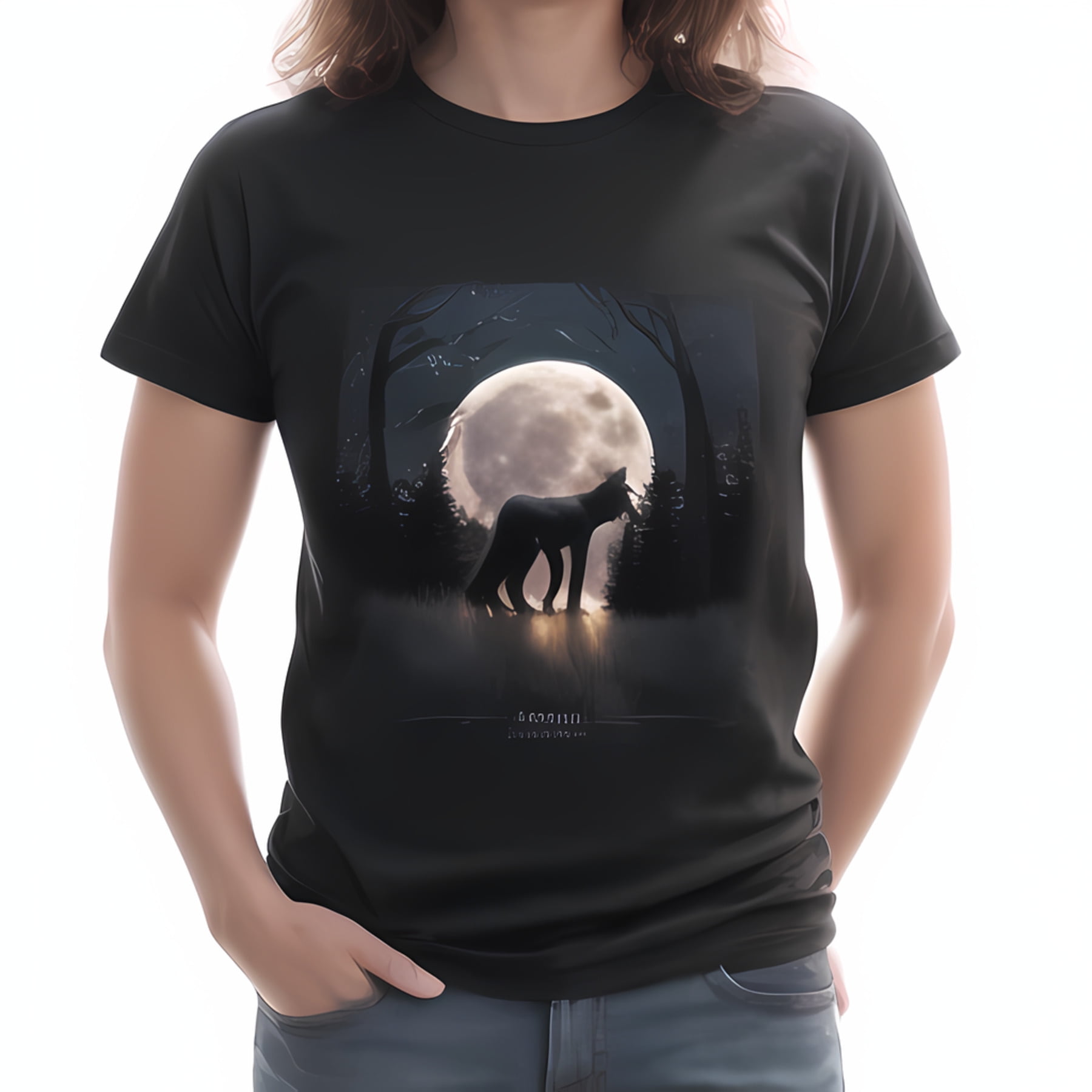 Men's Black Wolf Howling at Full Moon T-Shirt LnobliquedMS Linux ...