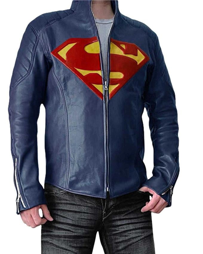 Men's Blue Designer Celebrities Super Leather Kent Jacket - Walmart.com