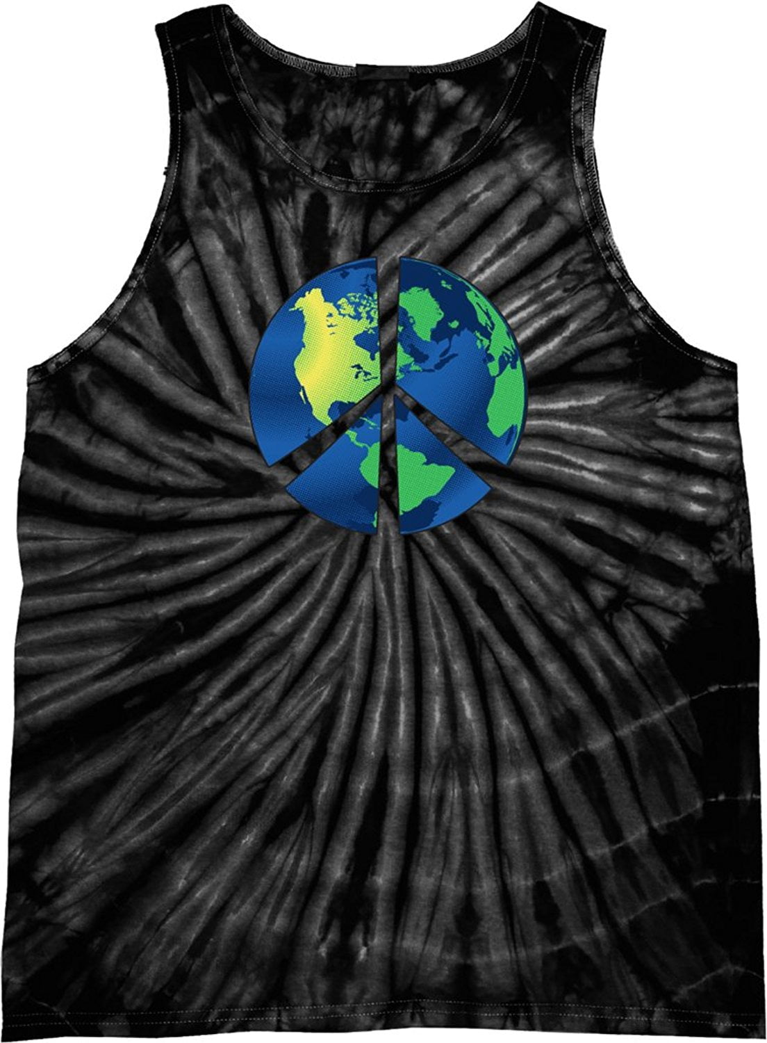 Men's Blue Earth Peace Sign Tank Top - Spider Black - Walmart.com