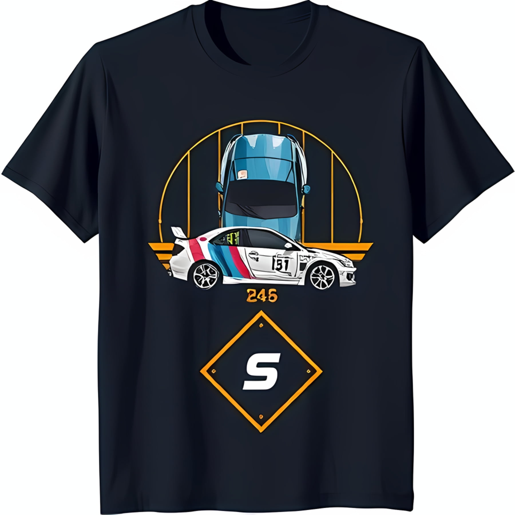 Men's Blue Race Car Graphic T-Shirt with Stripes & Numbers 245 131 ...