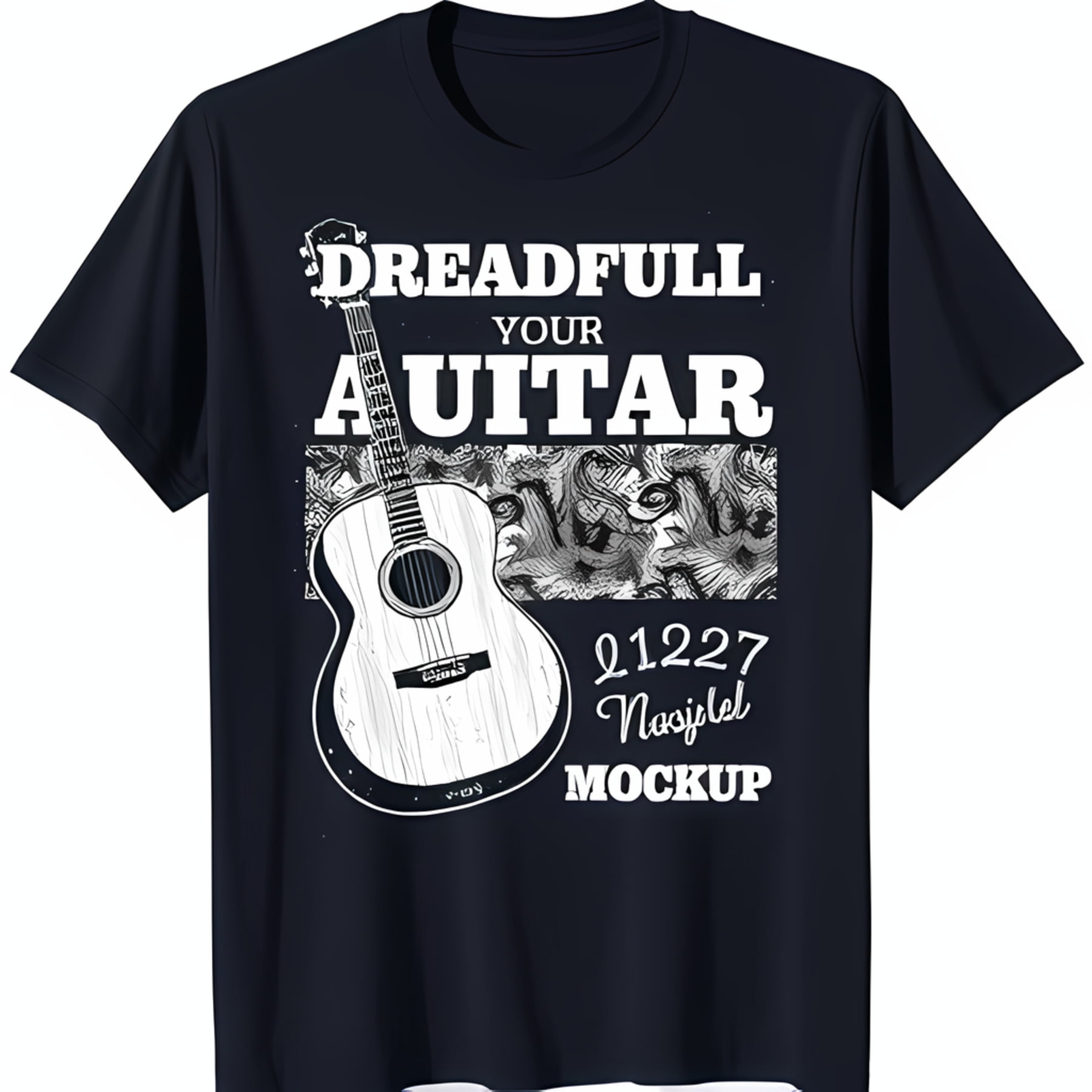 Men's Blue T-Shirt with White Acoustic Graphic 'Dreadfull Your Aitar ...