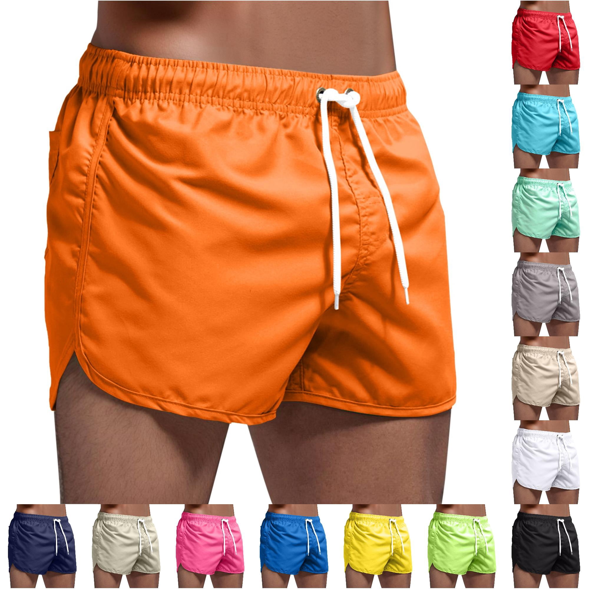 Men's Board Shorts with Color Block Design Quick Dry Fabric Elastic ...