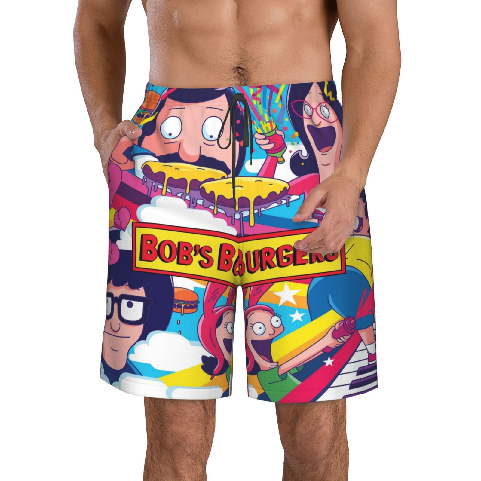 Men's Bob's Burgers Beach Shorts Hot Summer Swim Trunks Sports Running ...