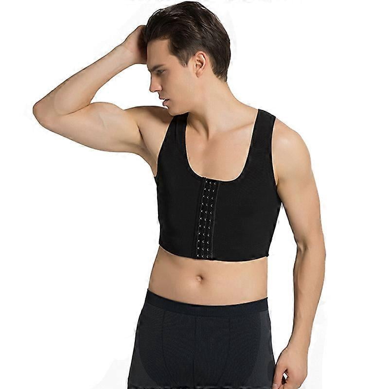 Men's Body Shaper Chest Binder Flat Compression 3 Rows Clasp Bust ...