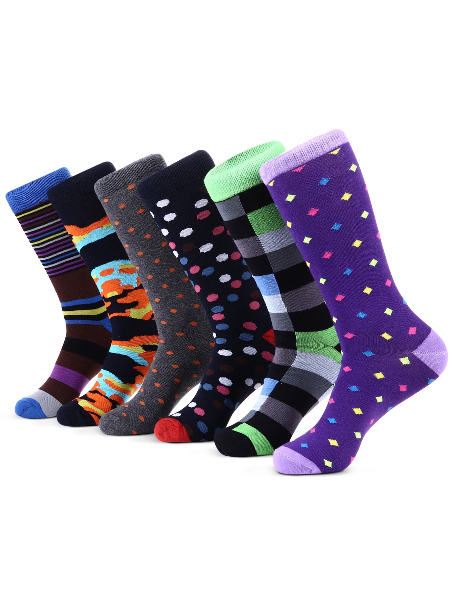 Men's Bold Designer Dress Socks 6 Pack Color: Designer Collection Size ...