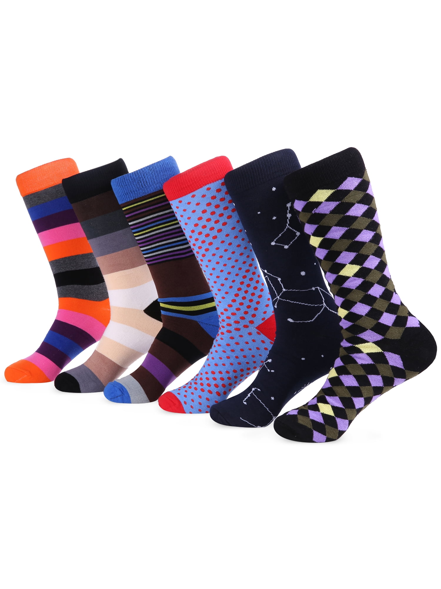 Men's Bold Designer Dress Socks 6 Pack Color: Exclusive Collection Size ...