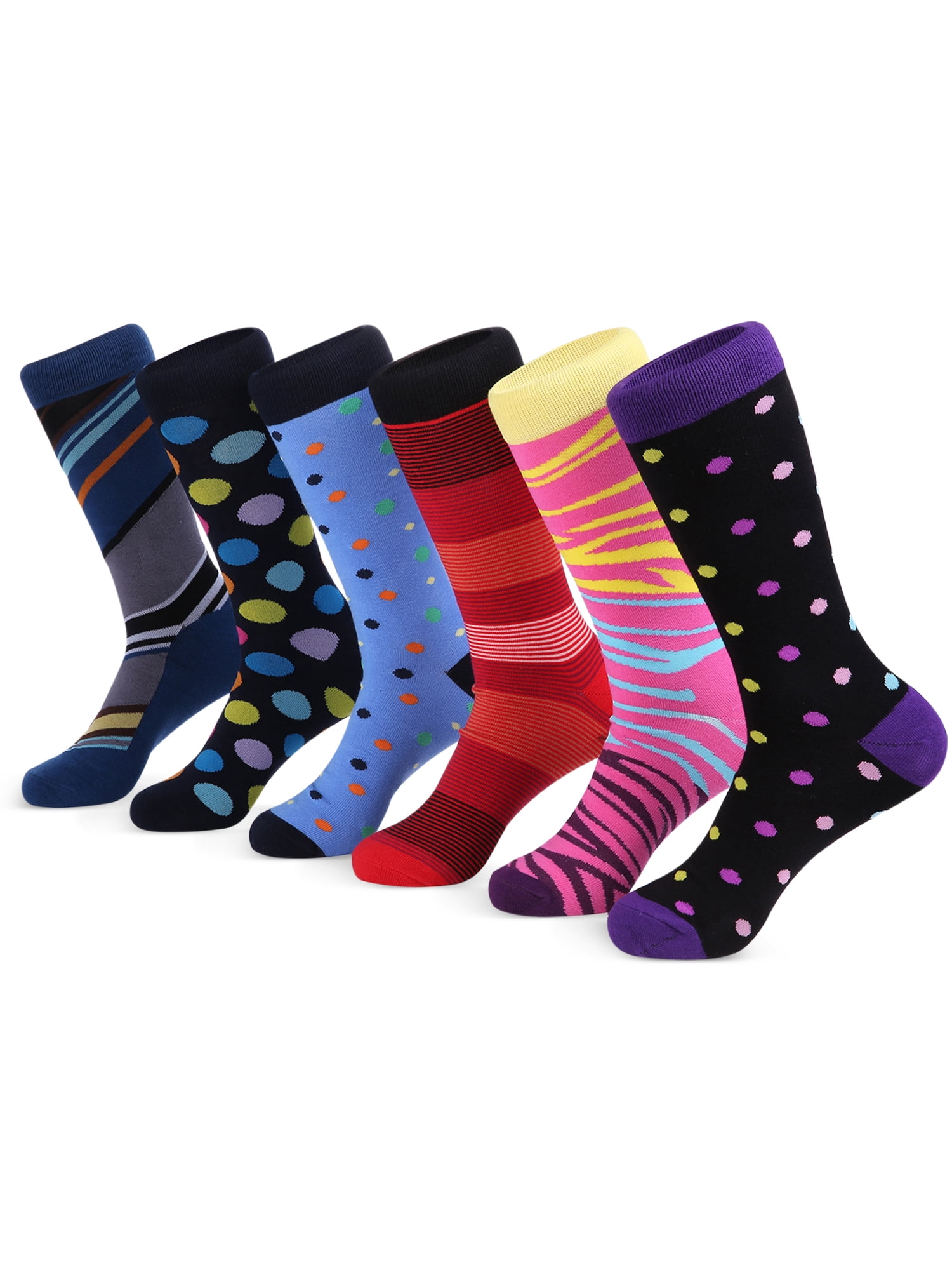 Men's Bold Designer Dress Socks 6 Pack Color: Fun Collection Size: 13 ...