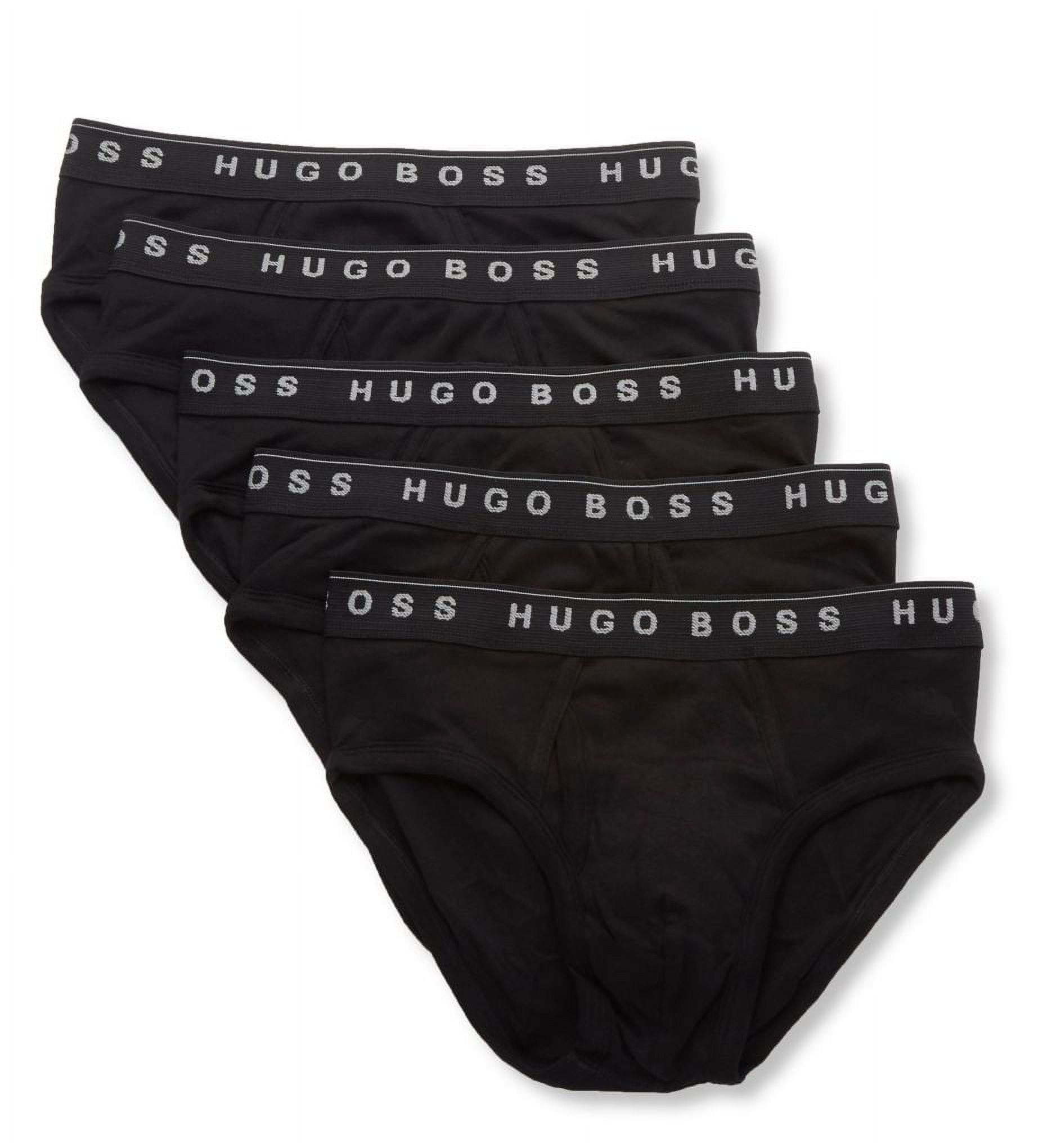 HUGO BOSS Men's Cotton Rib Briefs, Black, Mid Rise, Fly Front, 5-Pack ...