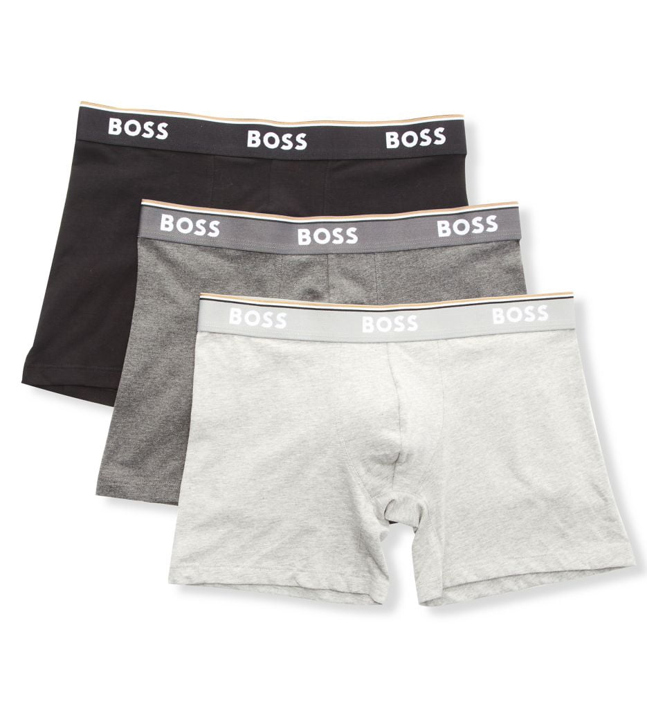 BOSS Hugo Men's Boxer Brief 3p Co/el 10146061 01, Grey/Charcoal/Black ...