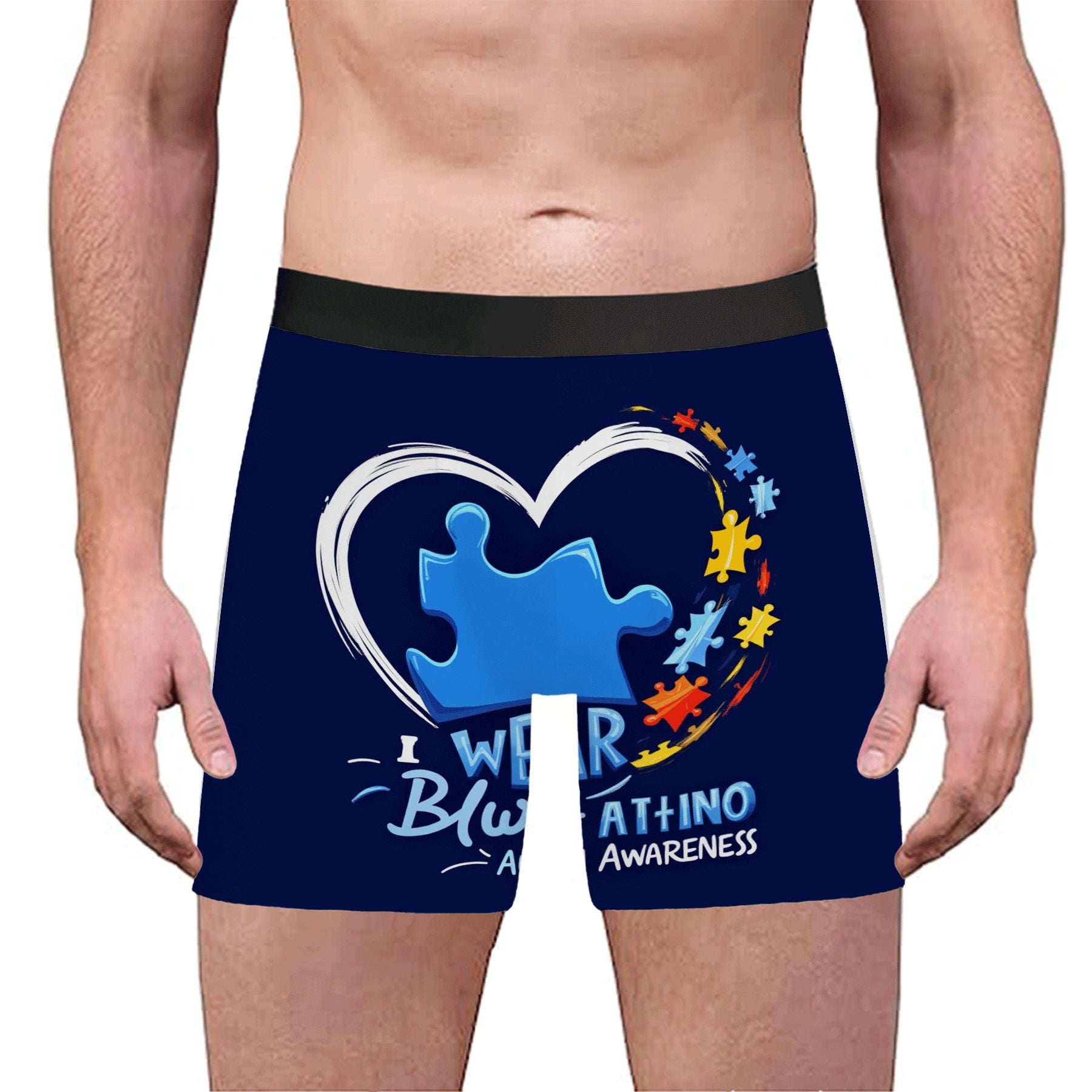 Men's Boxer Briefs - Blue Puzzle Piece Design for Awareness Colorful ...