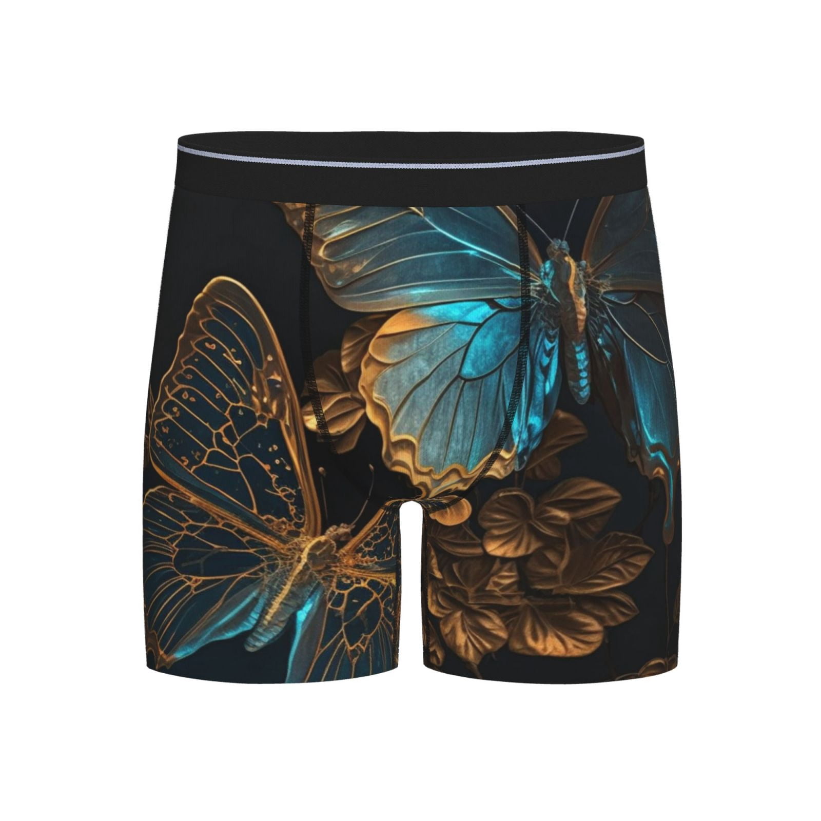 Men's Boxer Briefs Breathable Long Leg Underwear Shorts, Gold Blue ...