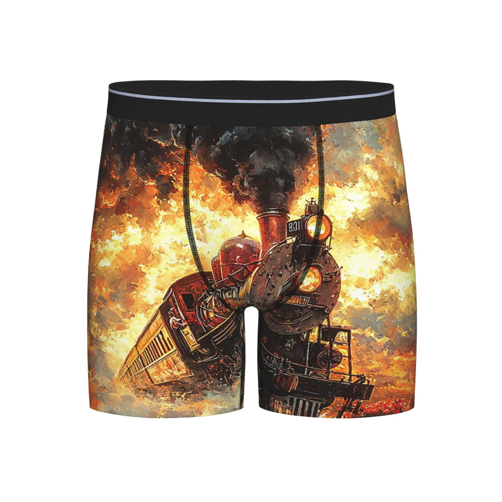 Men's Boxer Briefs Breathable Long Leg Underwear Shorts, Retro Steam ...