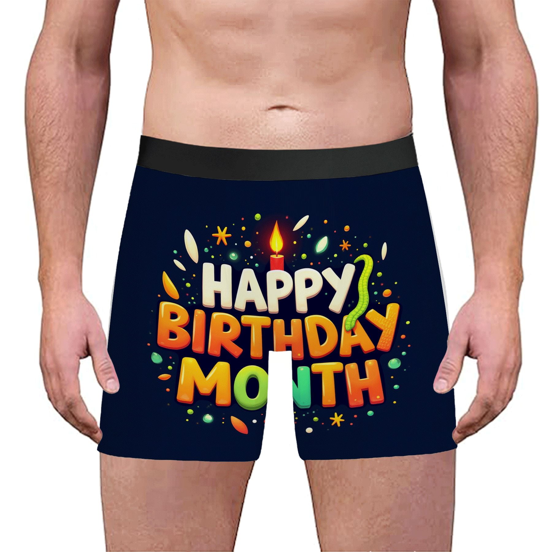 Men's Boxer Briefs - Colorful ' Happy Birthday Month ' Design with Bold ...