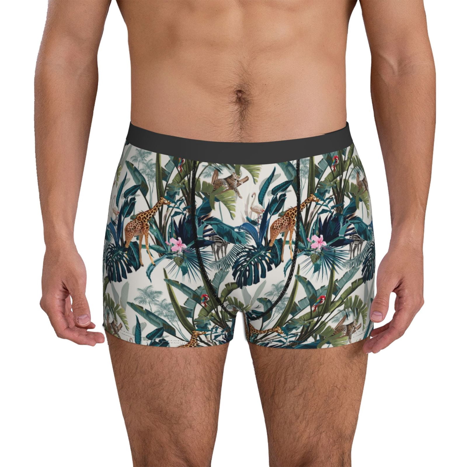 Men's Boxer Briefs, Hawaiian Style Giraffei Soft Comfy Mens Underwear ...