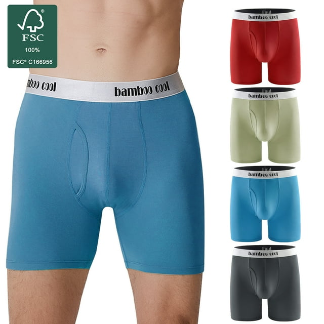 Men's Boxer Briefs Lightweight,Breathable Bamboo Viscose Underwear with ...