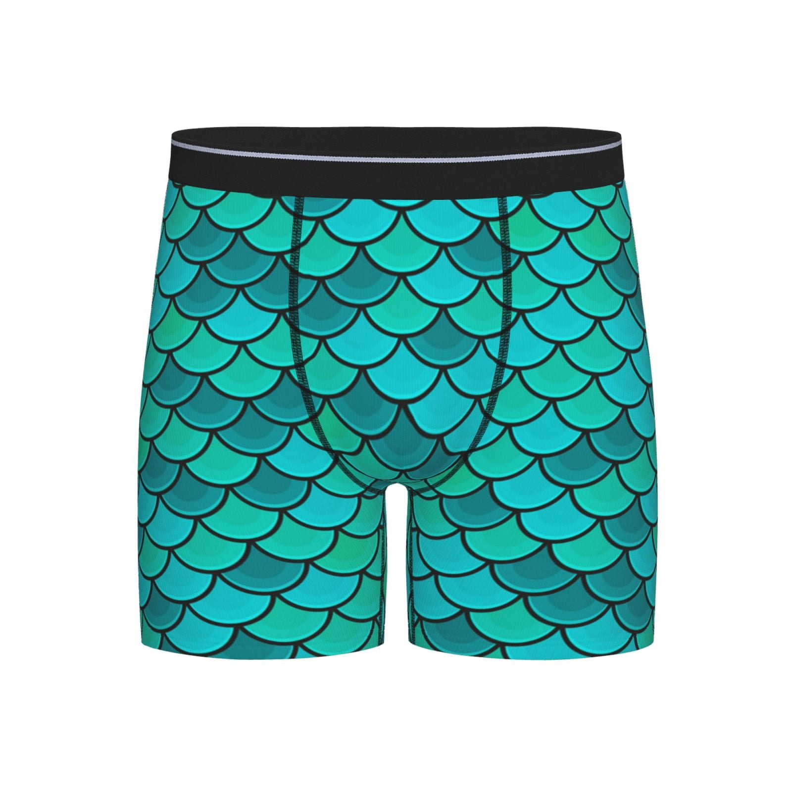 Men's Boxer Briefs Long Leg Soft Underwear Underpants, Fish Scales Blue ...