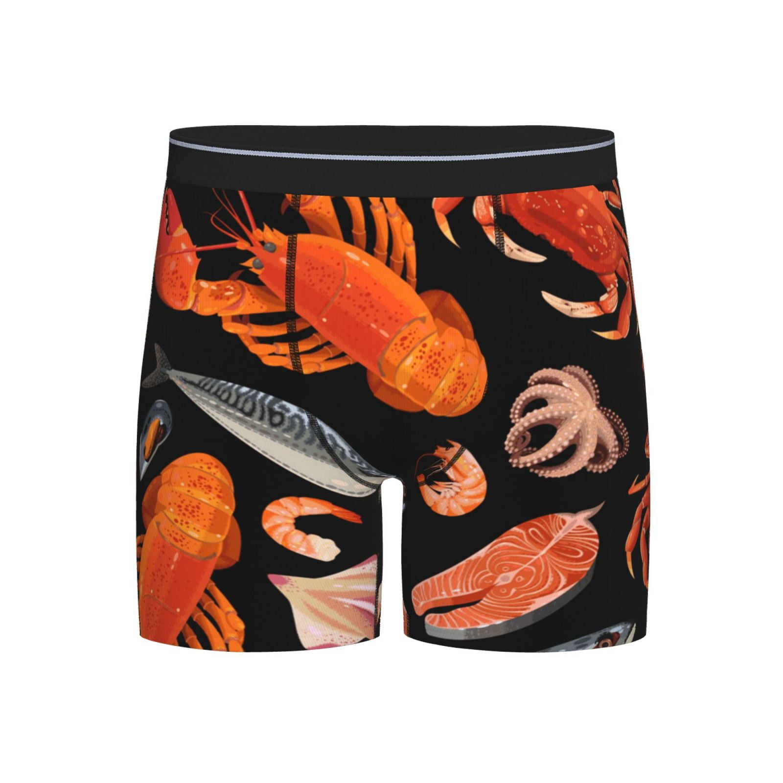 Men's Boxer Briefs Long Leg Soft Underwear Underpants, Seafood Pattern ...