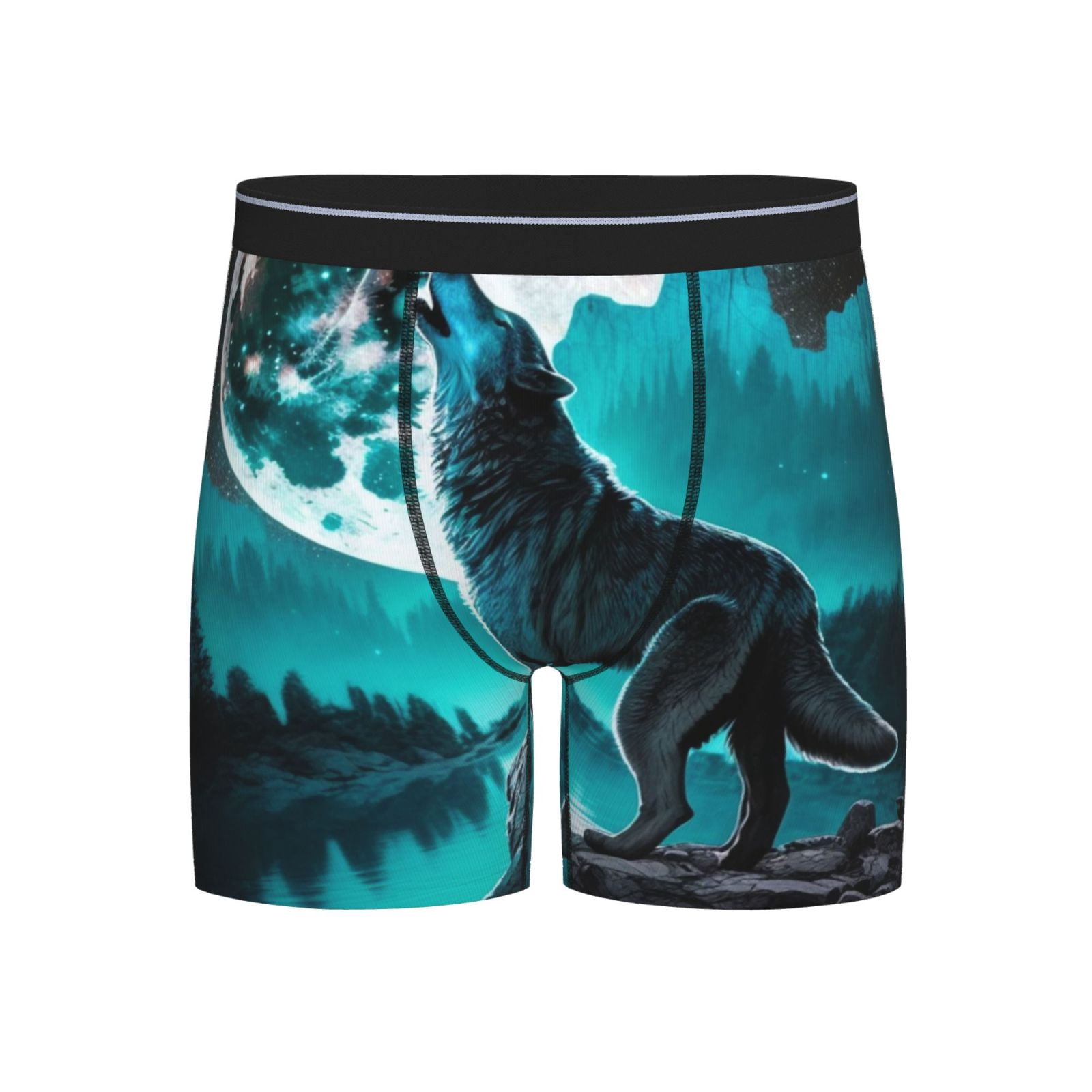 Men's Boxer Briefs Long Leg Soft Underwear Underpants, Wolf Howling ...