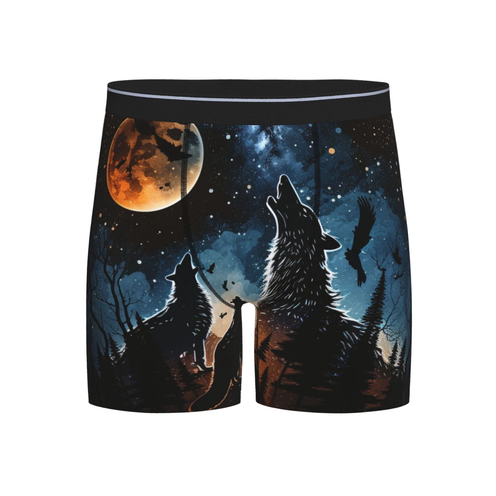 Men's Boxer Briefs Long Leg Soft Underwear Underpants, Wolf Howling ...