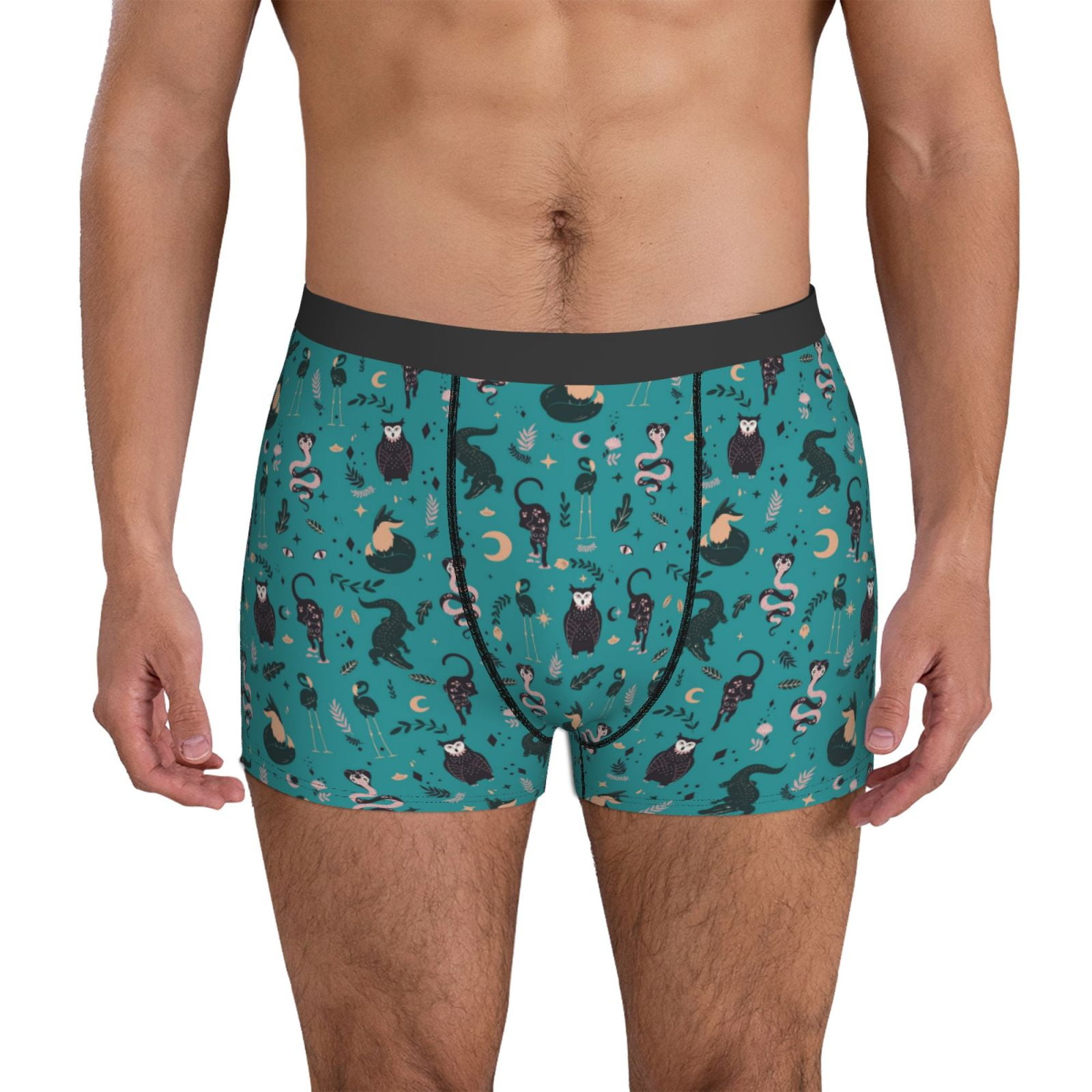 Men's Boxer Briefs, Owl Fox Flamingo Crocodile Cobra Soft Comfy Mens ...