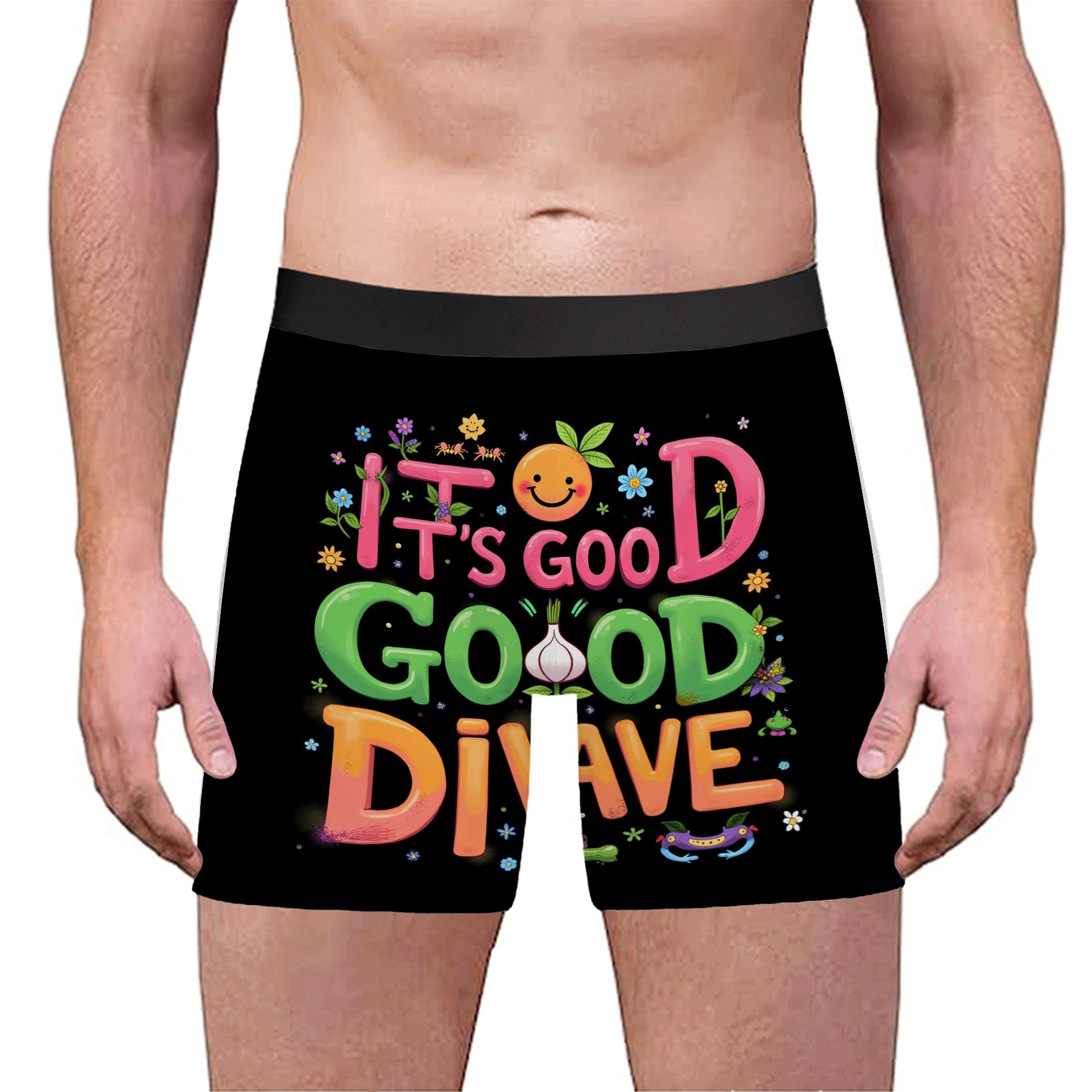 Men's Boxer Briefs - Playful ' It's GOOD GOOD ' Design with Colorful ...