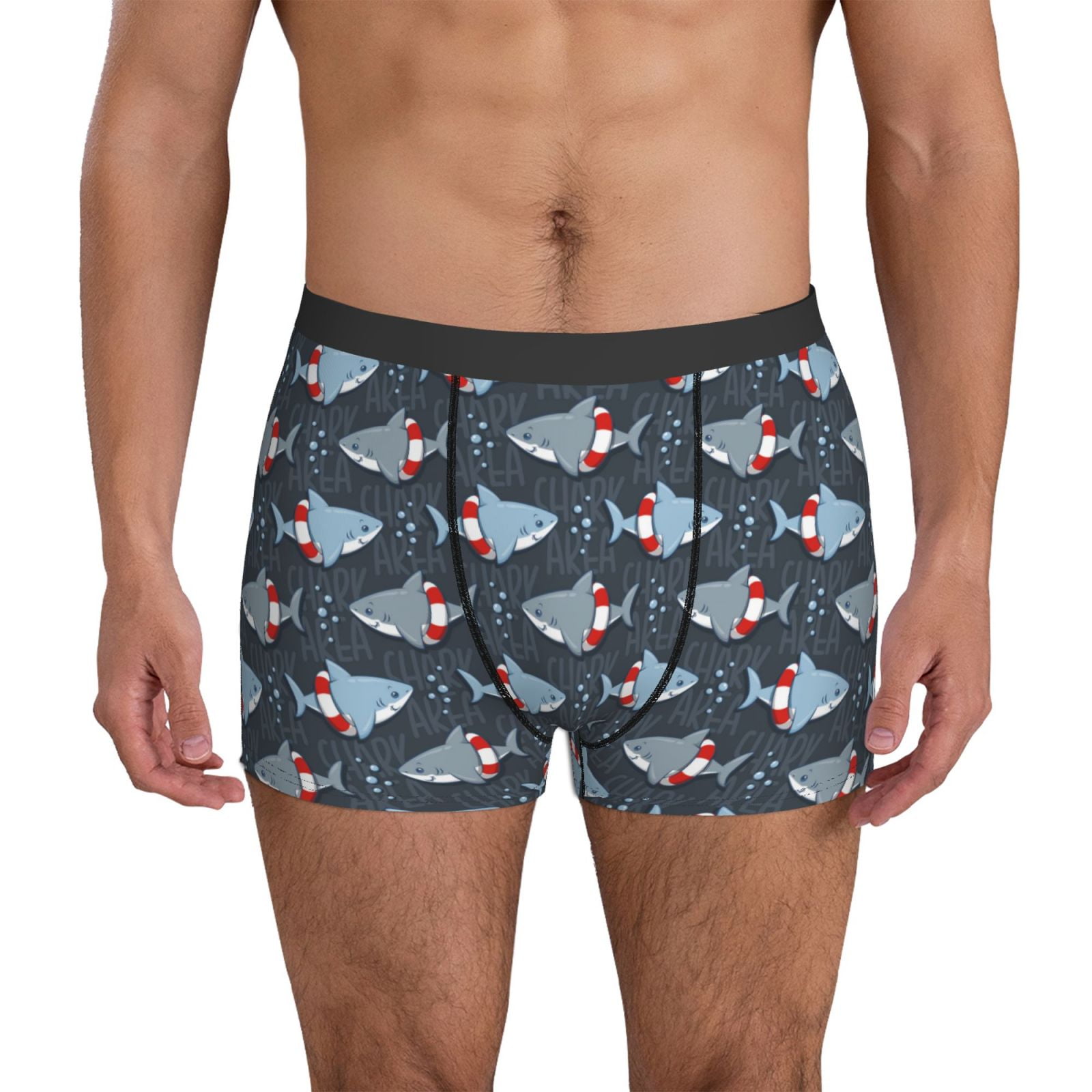 Men's Boxer Briefs, Shark Wearing Swim Ring Soft Comfy Mens Underwear ...