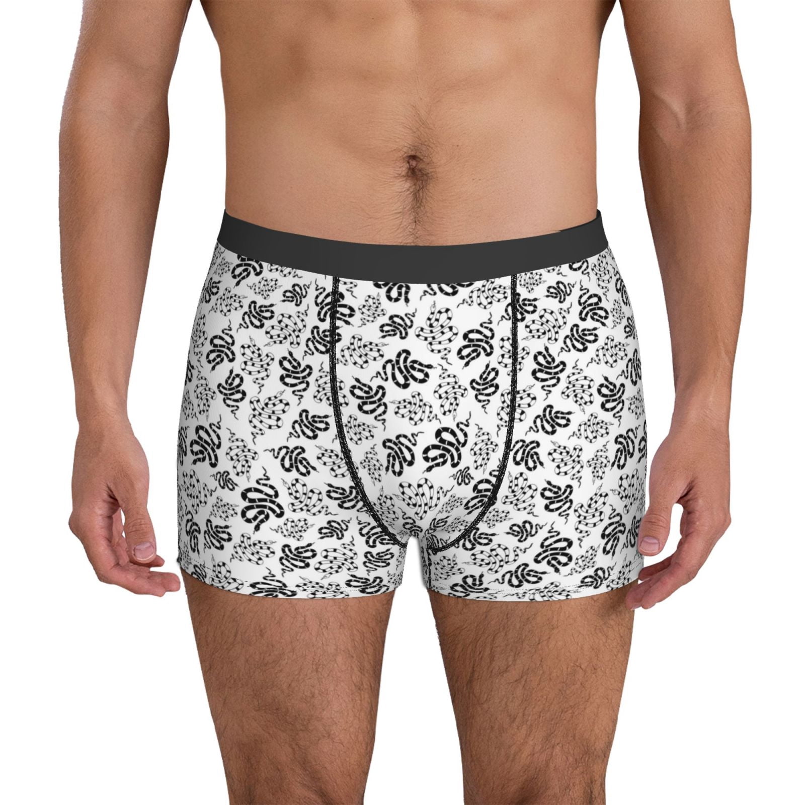 Men's Boxer Briefs, Simple Cute Snake Black Lines_A Soft Comfy Mens ...