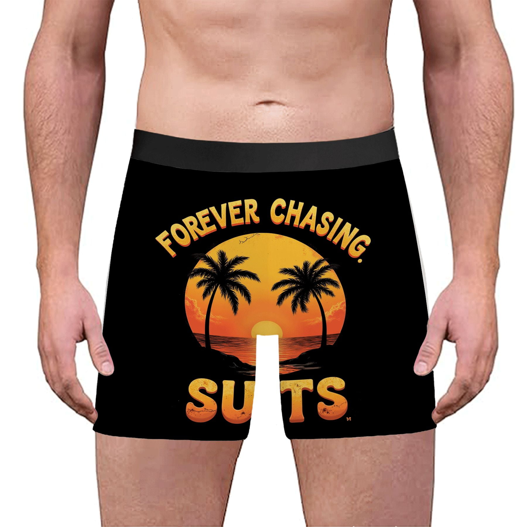Men's Boxer Briefs - Tropical Sunset Design with Silhouetted Palm Trees ...