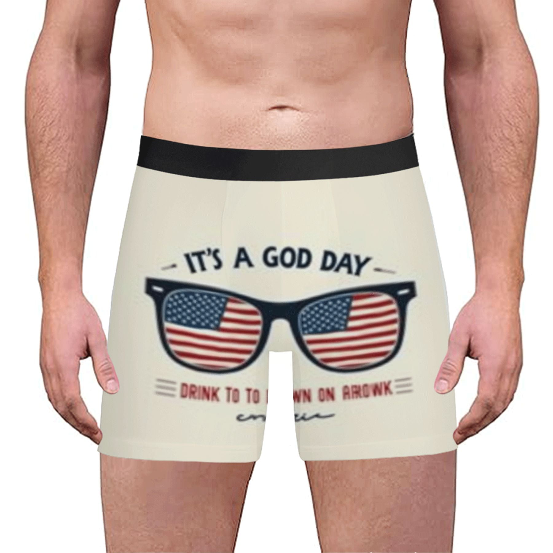 Men's Boxer Briefs with American Flag Sunglasses Design - ' It's A GOOD ...