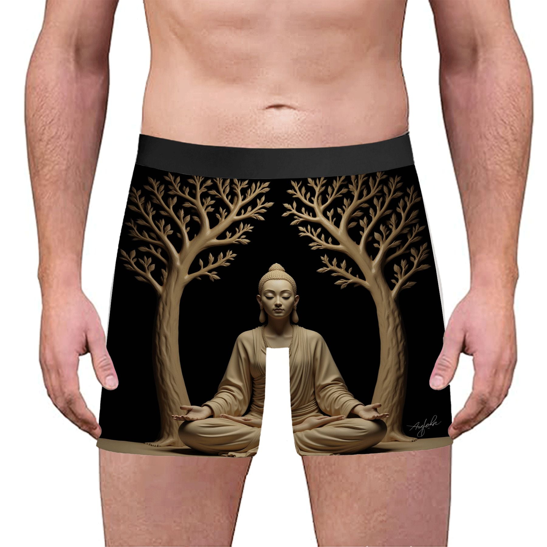 Men's Boxer Briefs with Artistic Design - Meditating Surrounded by ...