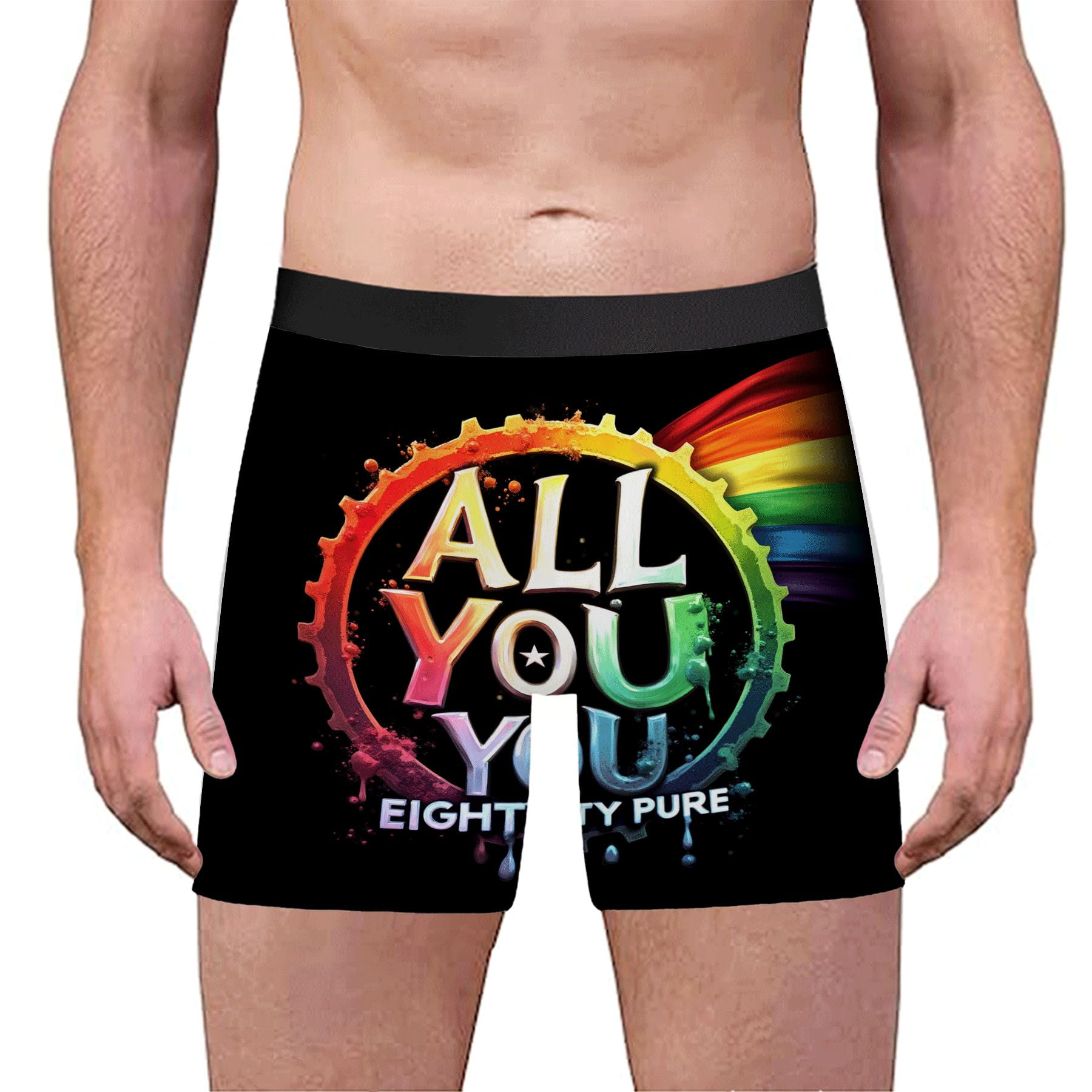 Men's Boxer Briefs with Bold ' ALL YOU ' Graphic Colorful Rainbow Gear ...