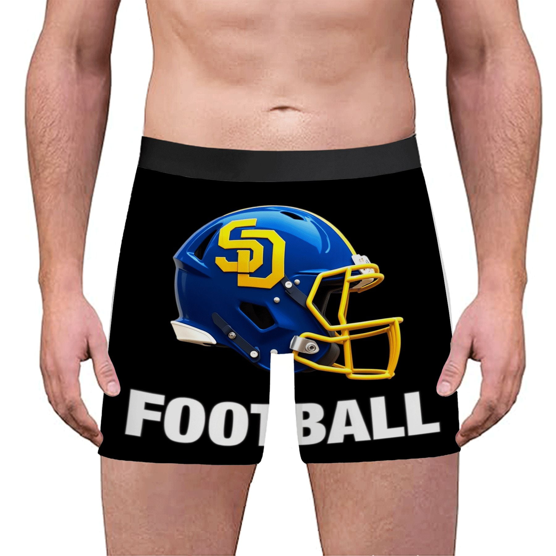 Men's Boxer Briefs with Bold Blue Football Helmet Graphic & Yellow ...