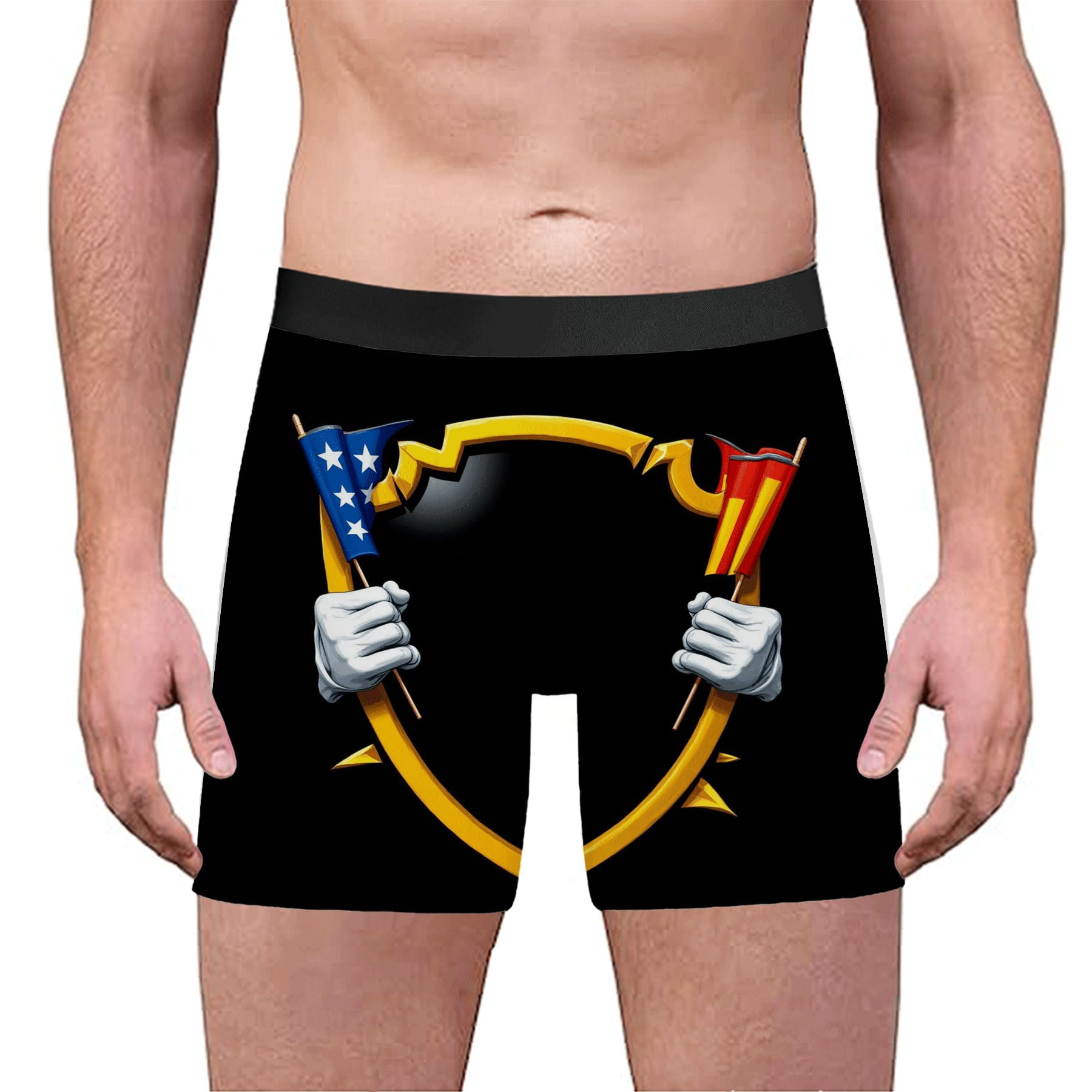 Men's Boxer Briefs with Bold Golden Design Featuring Heroic Gloves and ...