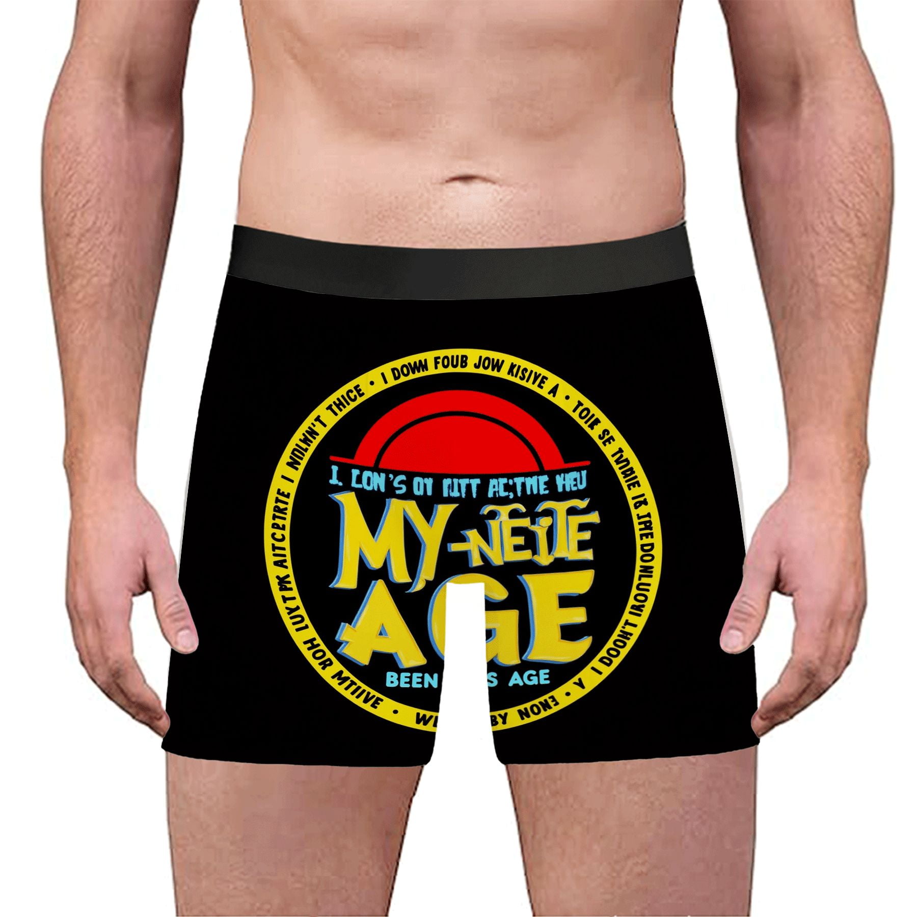 Men's Boxer Briefs with Bold ' My - Nete Age ' Design Circular Pattern ...