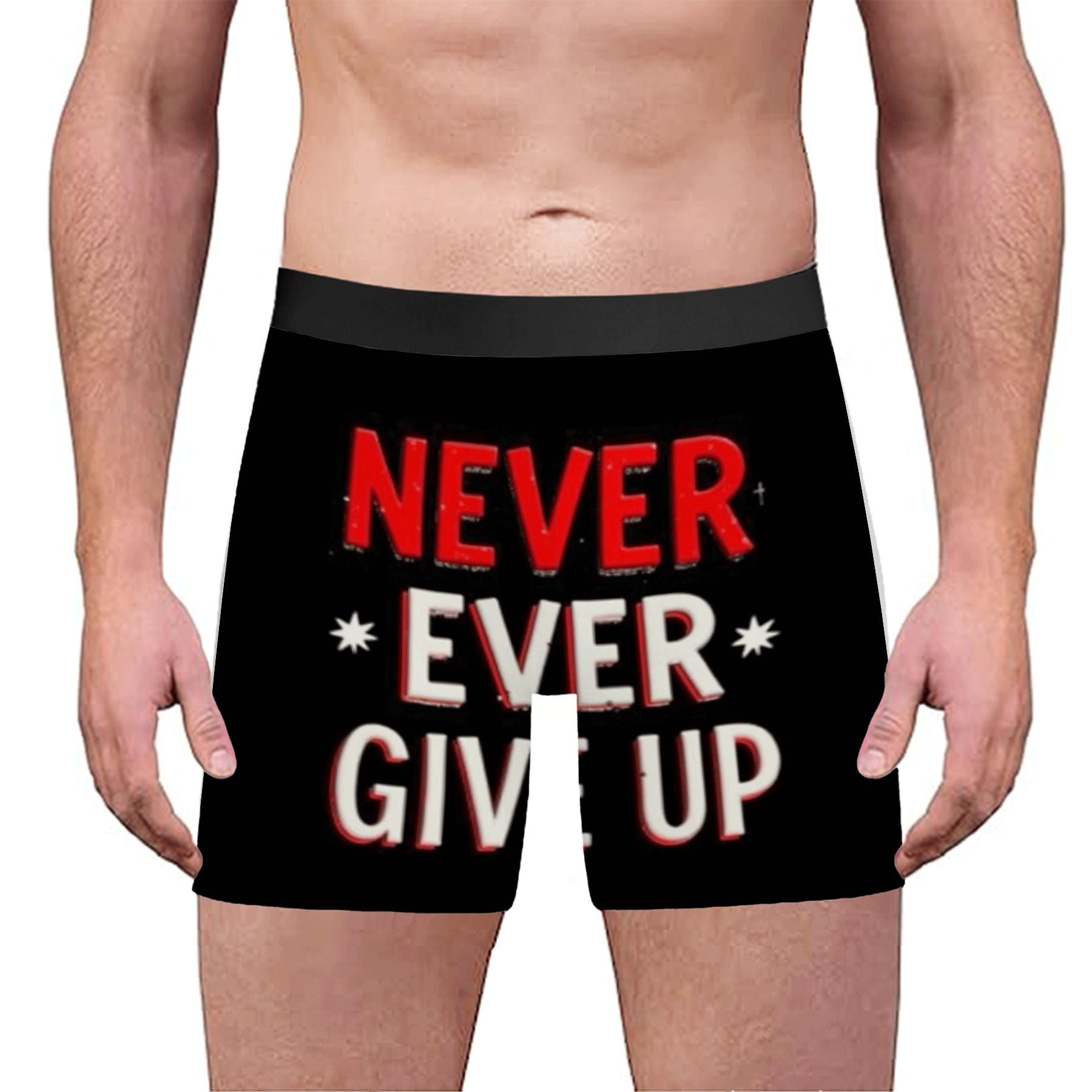 Men's Boxer Briefs with Bold ' NEVER EVER GIVE UP ' Motivational Design ...