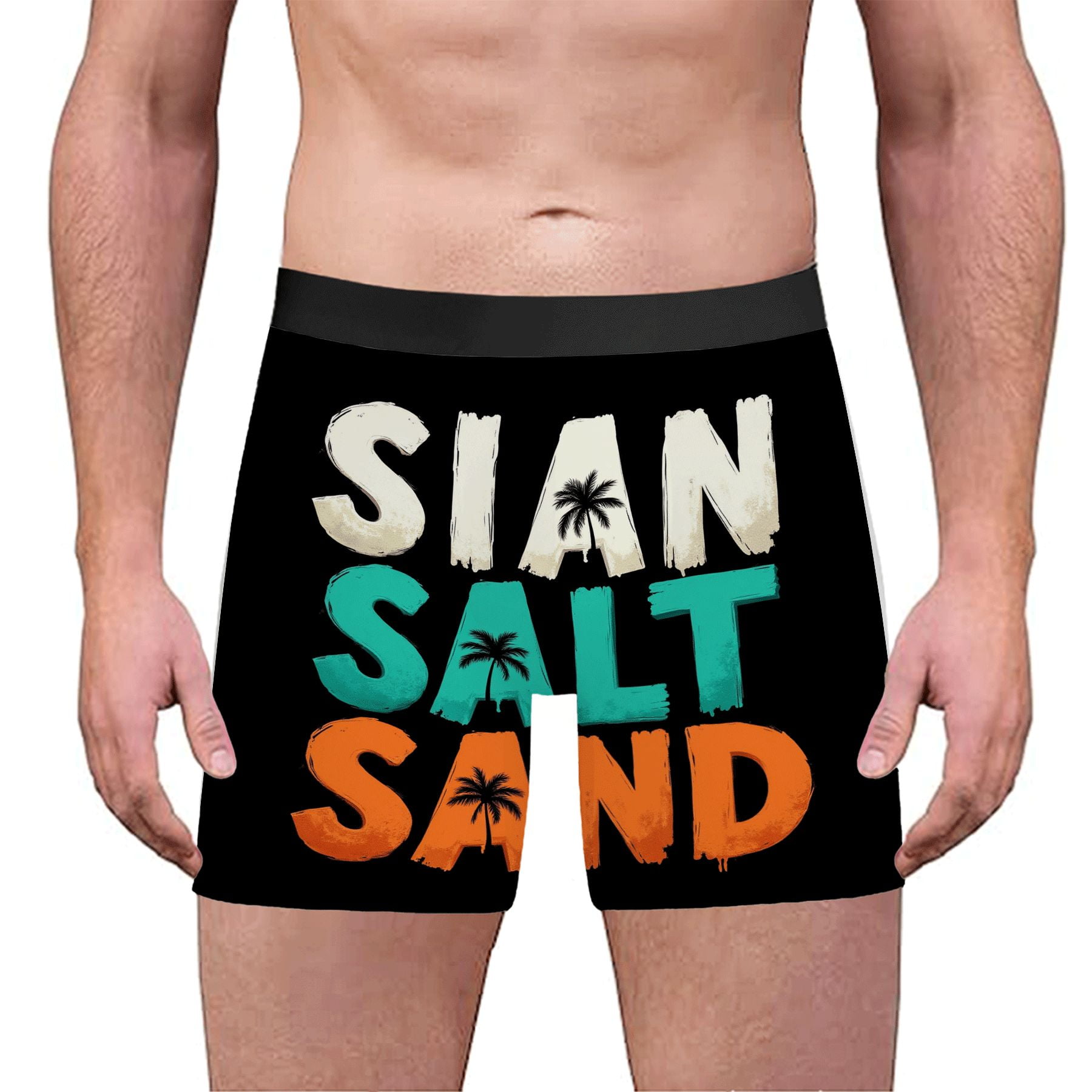 Men's Boxer Briefs with Bold ' SIAN SALT SAND ' Design - Colorful ...