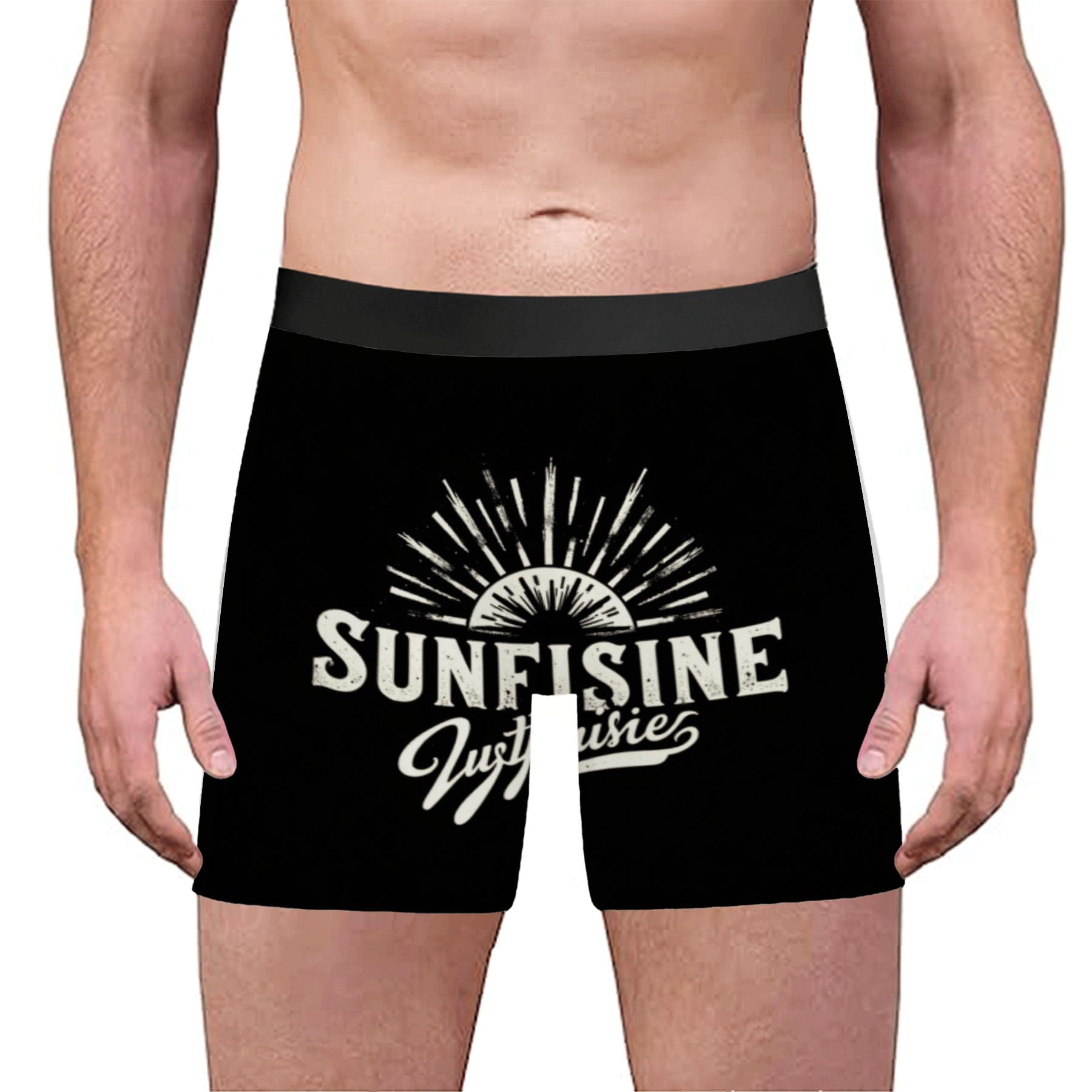 Men's Boxer Briefs with Bold ' SUNFISINE ' Graphic and Cursive ...