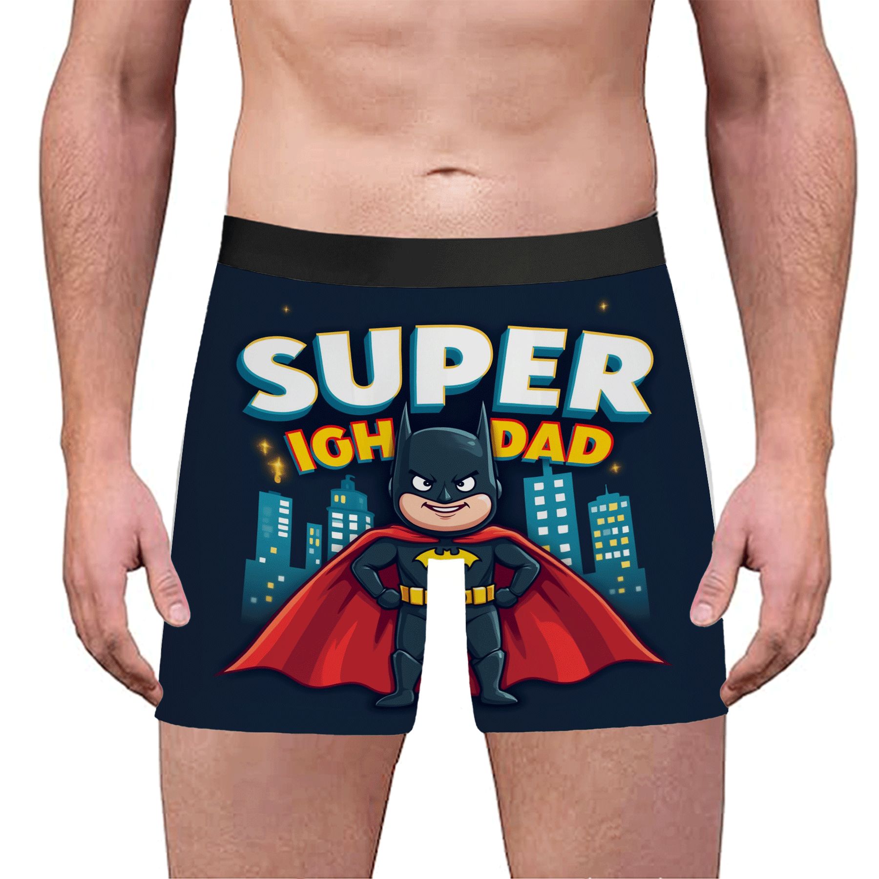 Men's Boxer Briefs with Cartoon Design - Black Suit Yellow Red Cape ...