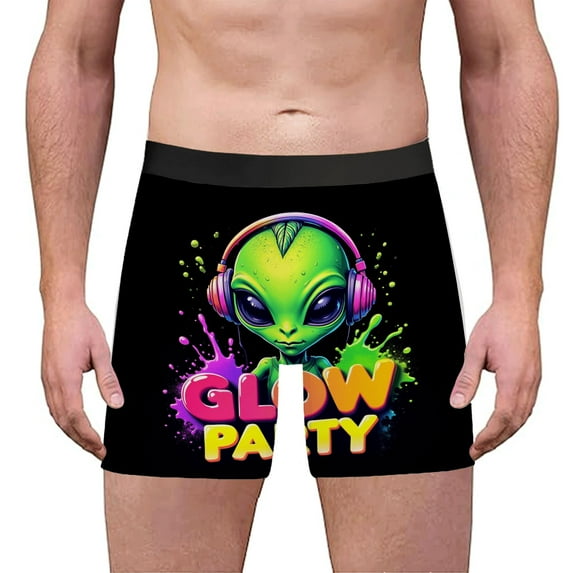 Men's Boxer Briefs with Cartoon Design Vibrant Glow Party Print ...