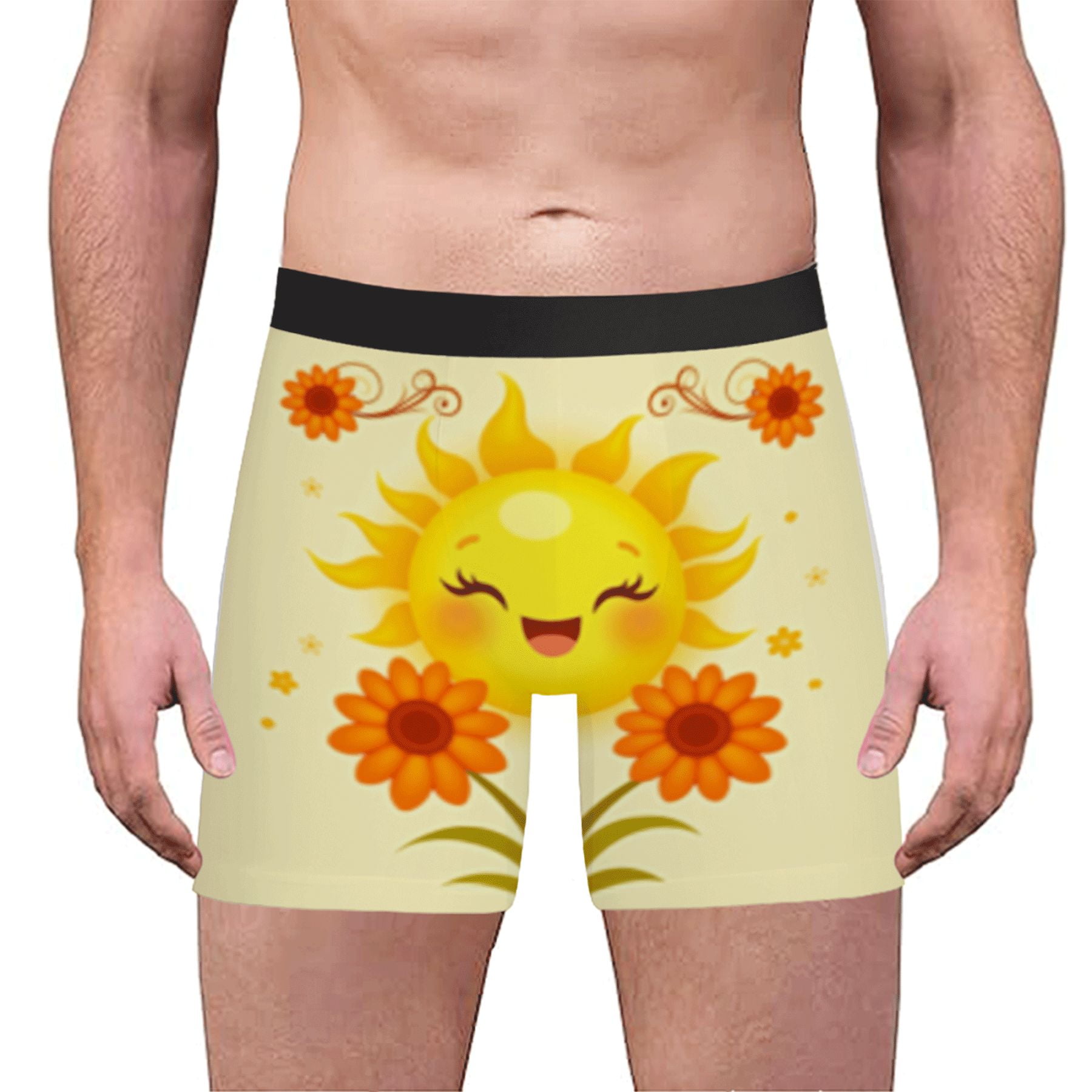 Men's Boxer Briefs with Cheerful Sun Design - Smiling Face Rosy Cheeks ...