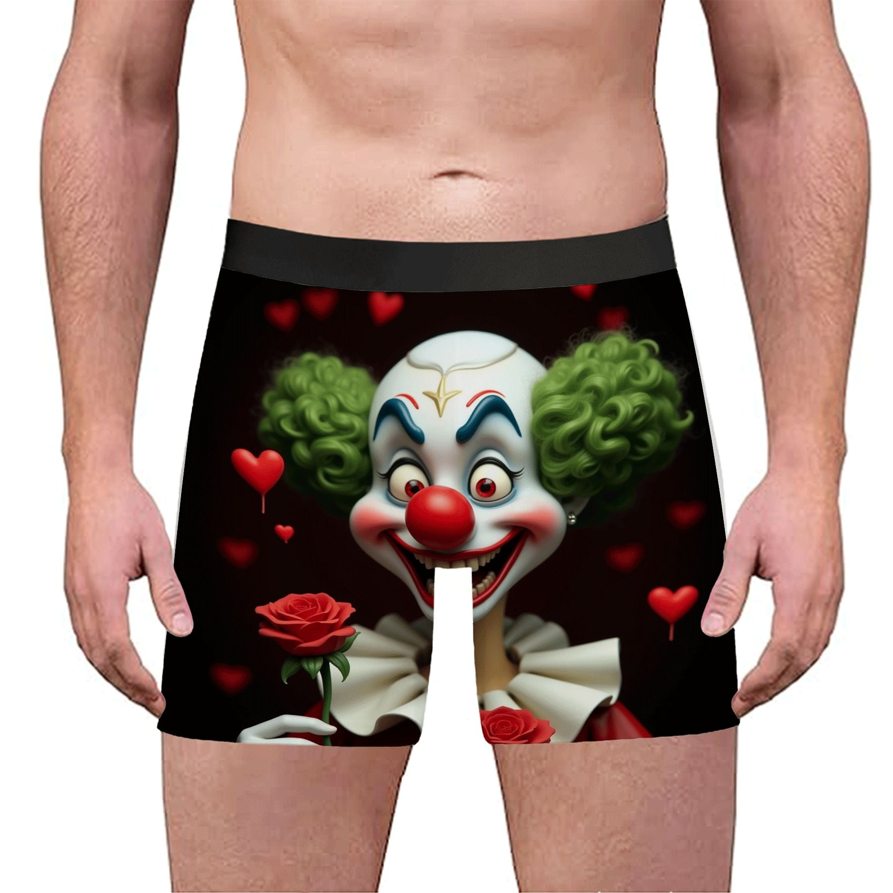 Men S Boxer Briefs With Colorful Cartoon Clown Design Green Hair Red