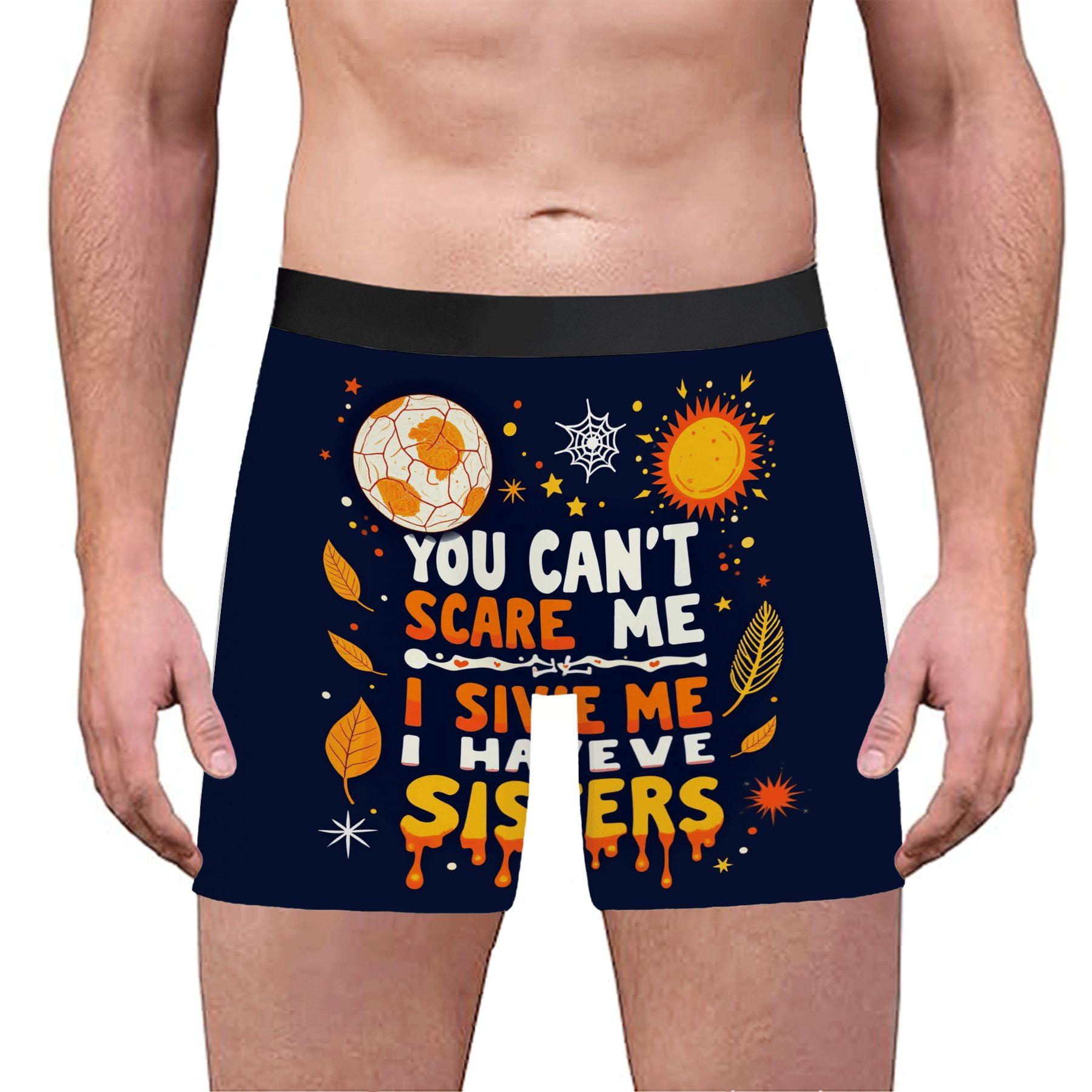 Men's Boxer Briefs with Colorful Playful Design - Dark Blue Background ...