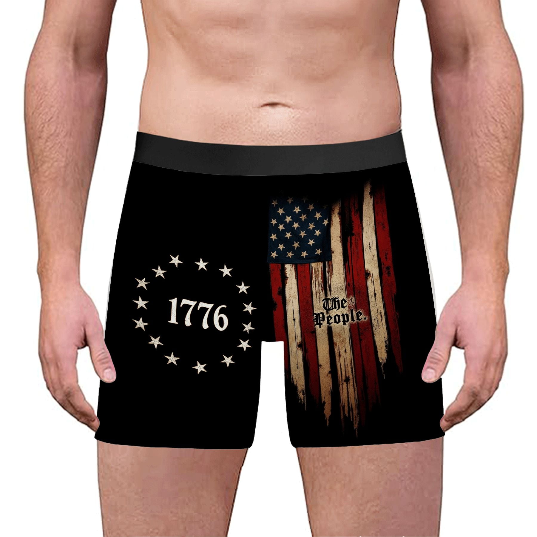 Men's Boxer Briefs with Distressed American Flag & Circular Stars ...