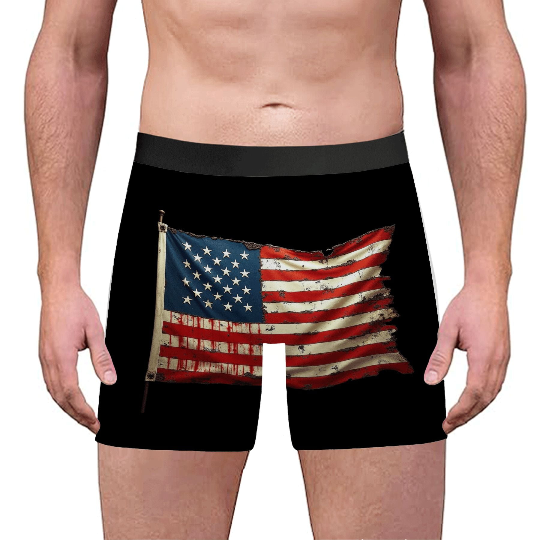 Men's Boxer Briefs with Distressed American Flag Graphic - Tattered ...