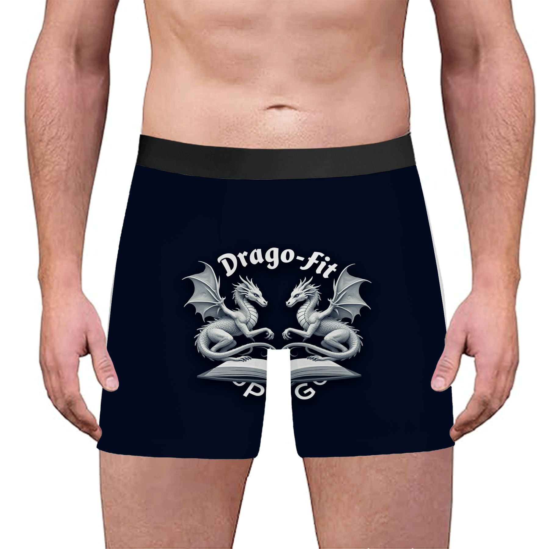 Men's Boxer Briefs with Dynamic Dragon Design on Open Book - ' Dragó ...