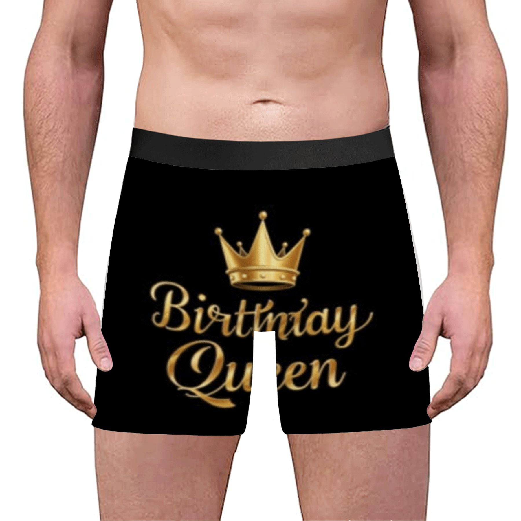 Men's Boxer Briefs with Elegant Gold Crown & ' Birthday King ' Design ...