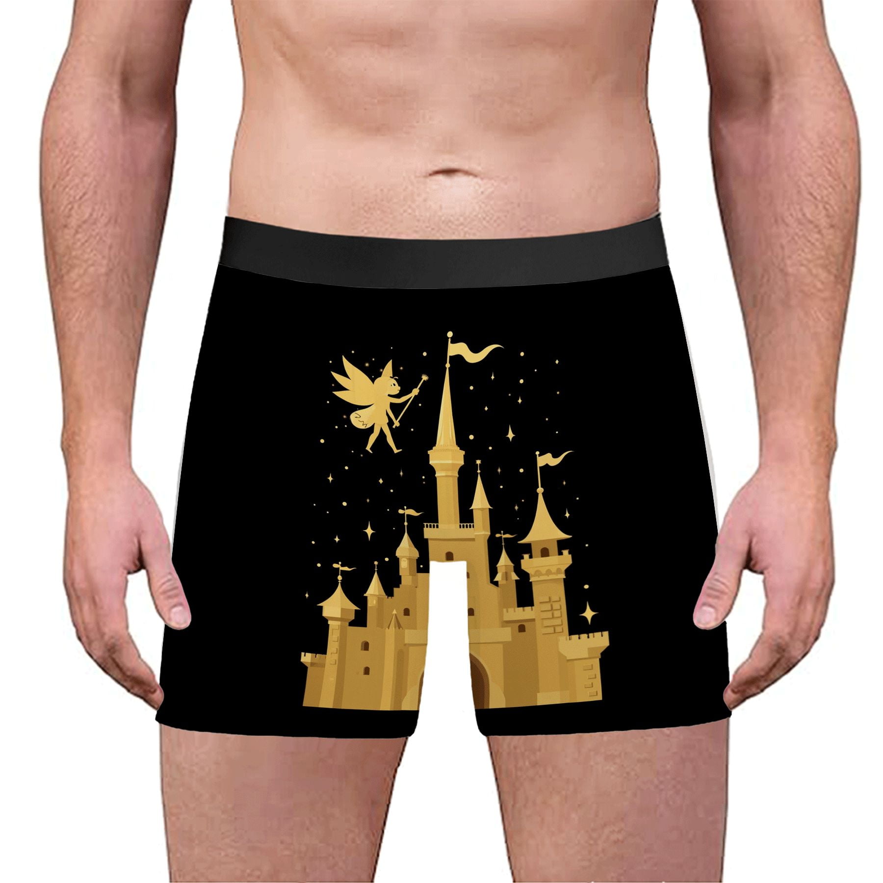 Men's Boxer Briefs with Enchanting Castle Design - Black Underwear ...