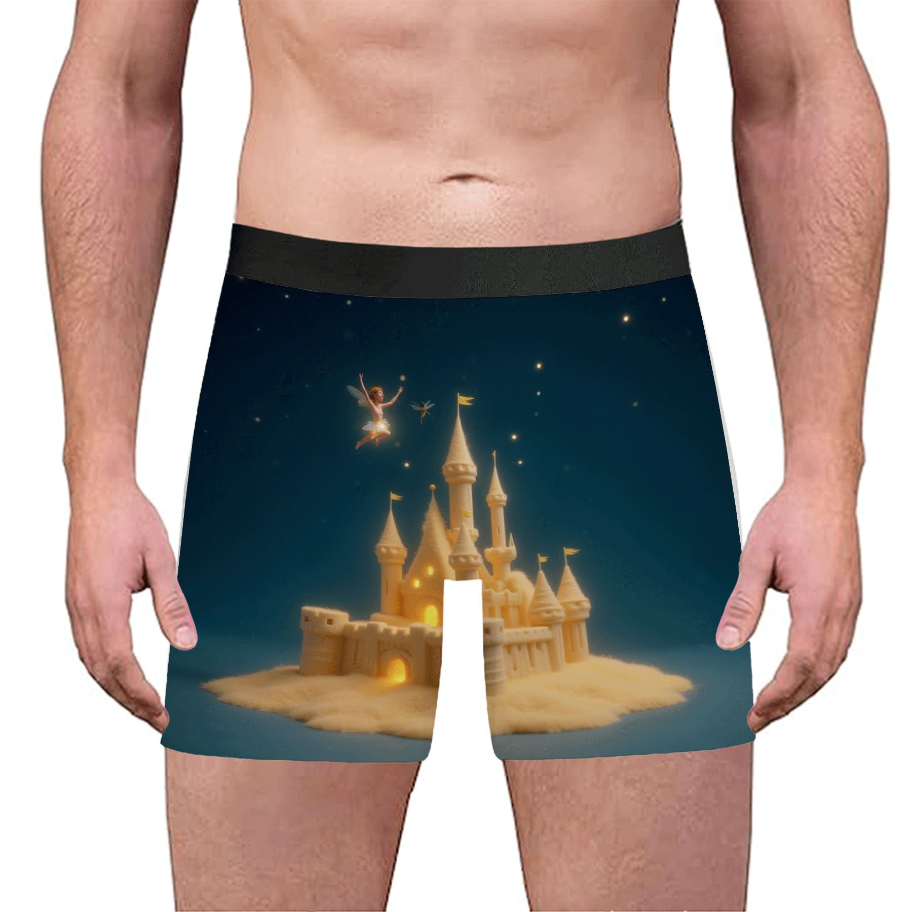 Men's Boxer Briefs with Enchanting Sandcastle Design Glowing Lights ...