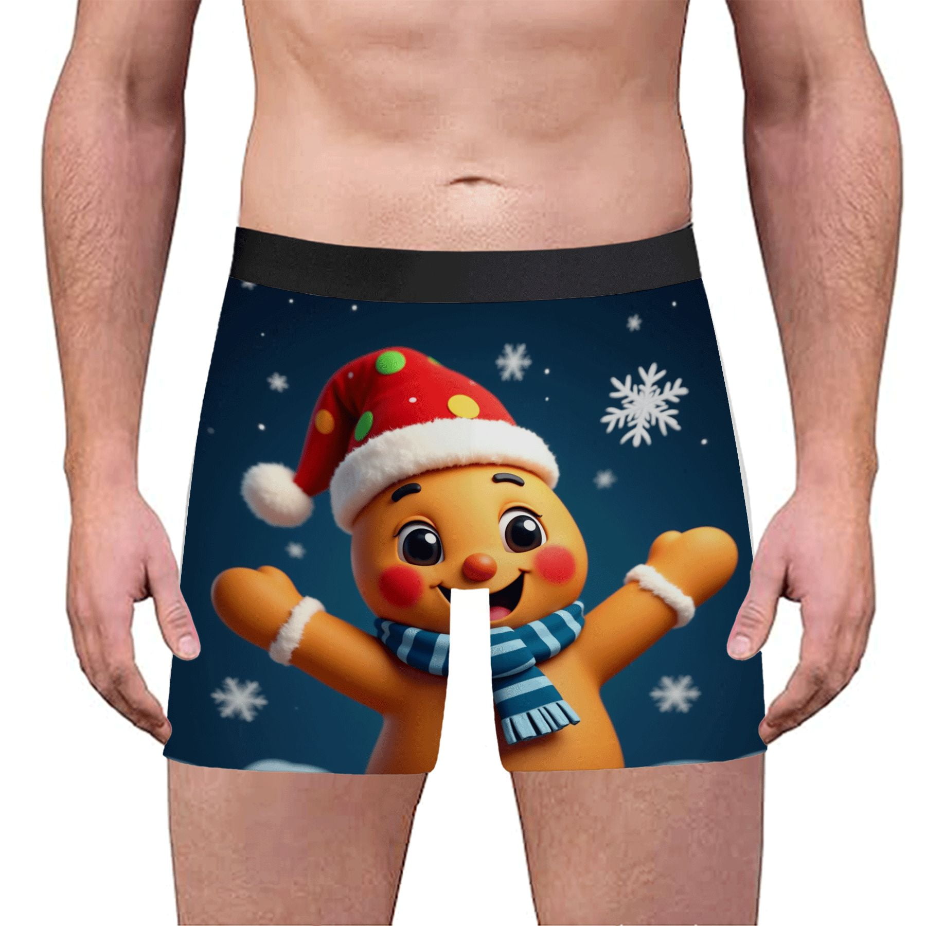 Men's Boxer Briefs with Festive Gingerbread Man Design Red Santa Hat ...