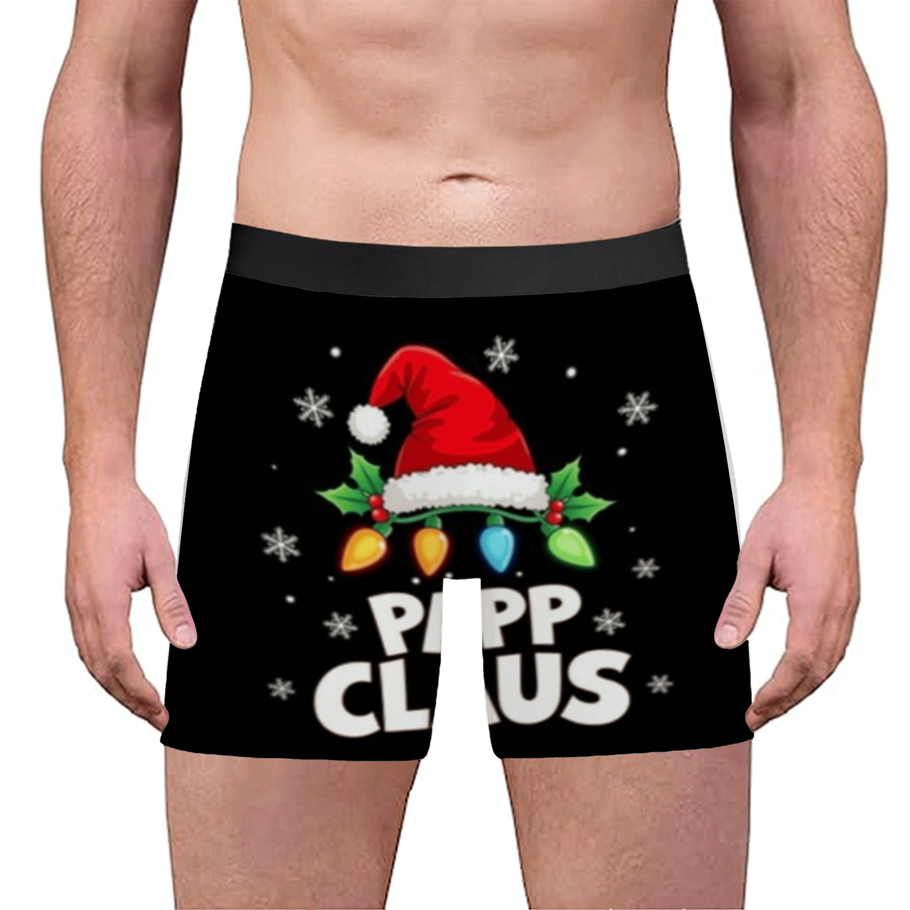 Men's Boxer Briefs with Festive ' PAPP CLAUS ' Design - Santa Hat Holly ...